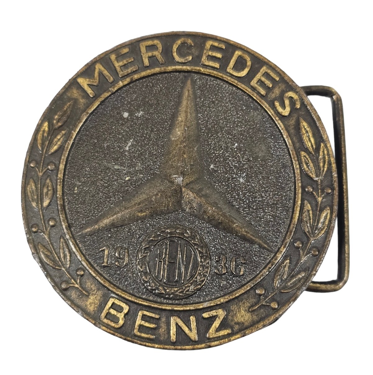 Vintage Mercedes Benz Round Belt Buckle - Gem