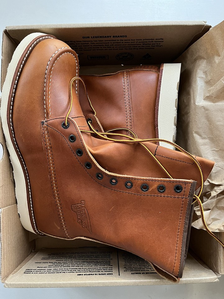 NEW In Box Red Wing 10877 8” Leather Moc Toe Heritage Work Boots Mens ...