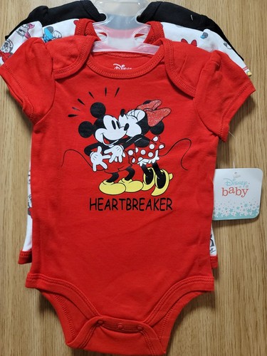 Set Of 3 Disney Baby Minnie Mouse Girls 3-6 Mos One-Piece Bodysuits~New ...
