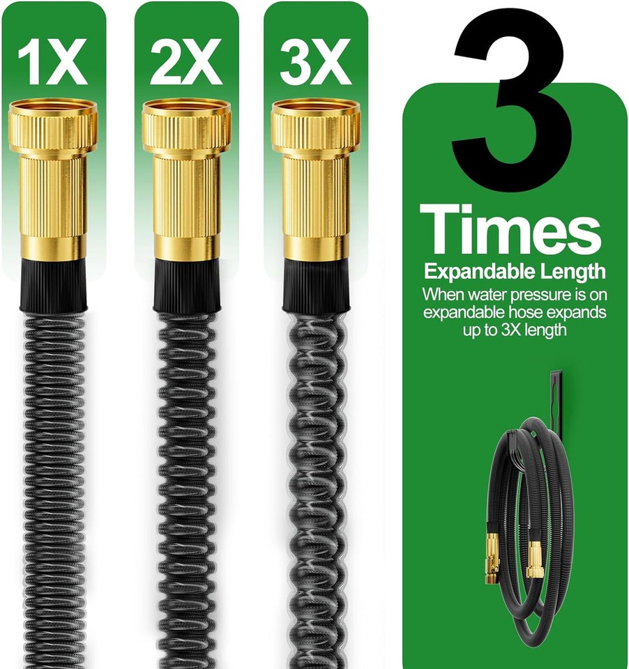 5X Stronger Deluxe Expandable Flexible Garden Hose Water Hose (75 ...