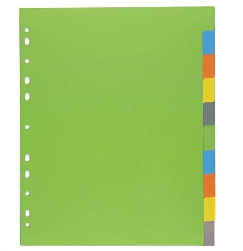 A4 File Dividers 10 Part Extra Wide Index Plastic Asst Colour Tabs 50% ...