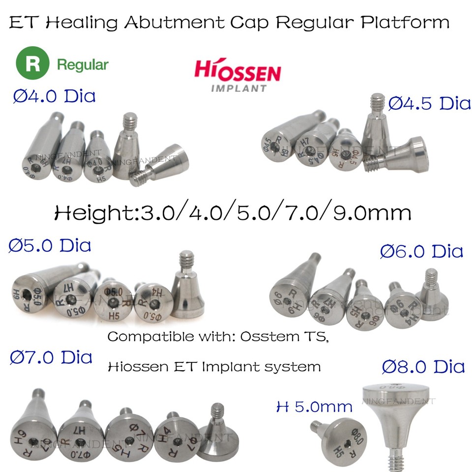 US Dental Mini/Regular Healing Cap Abutments For Hiossen Osstem Hexagon ...