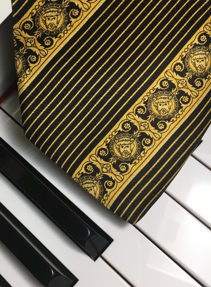 ISTANTE by VERSACE /Neo-Classic Repp Stripe Designer Silk Tie w/Gold ...