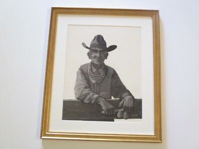 ASA BATTLES DRAWING RARE LISTED NATIVE AMERICAN COWBOY ILLUSTRATION ...