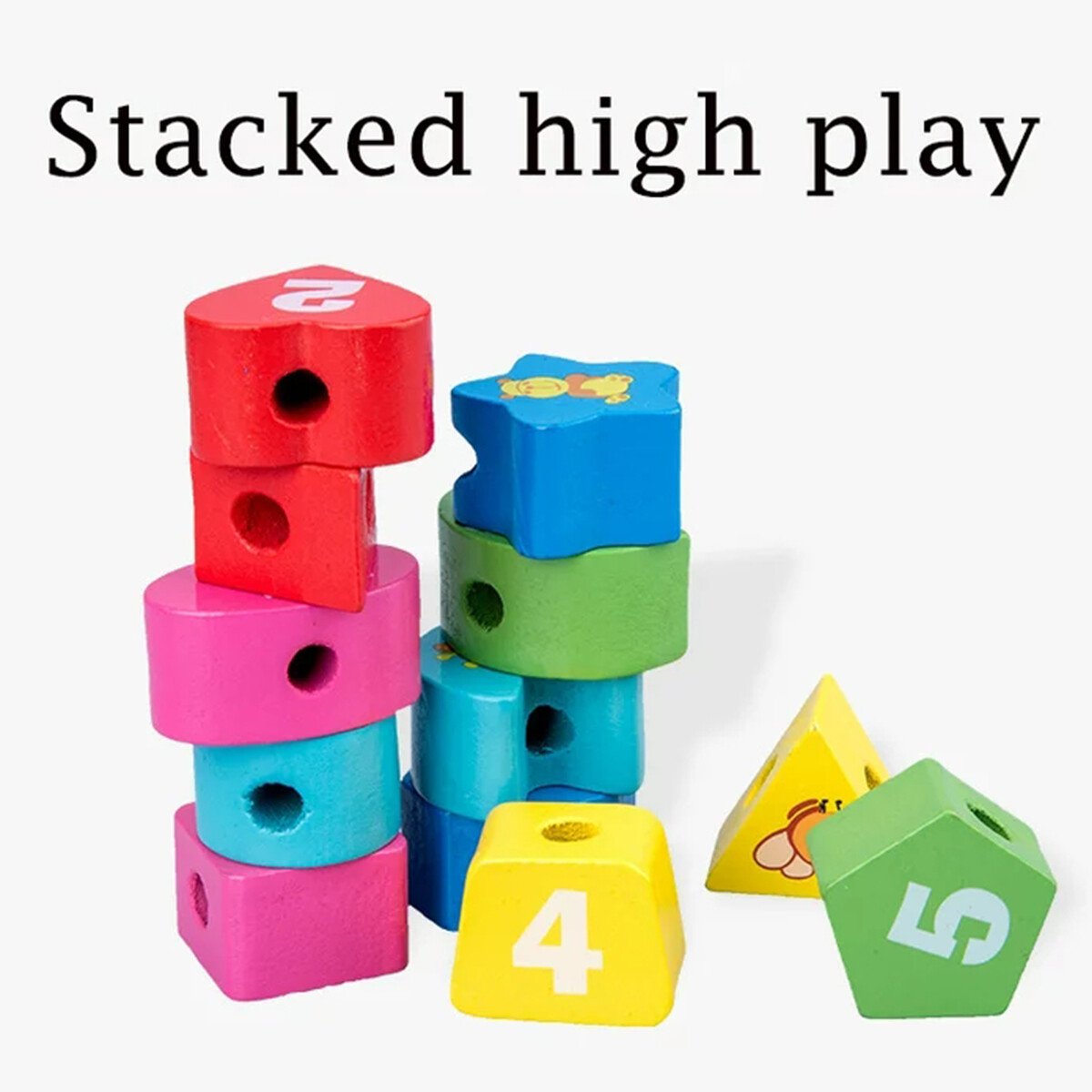 Wooden Shape Color Sorting Clock Teaching Time Number Blocks Clock ...