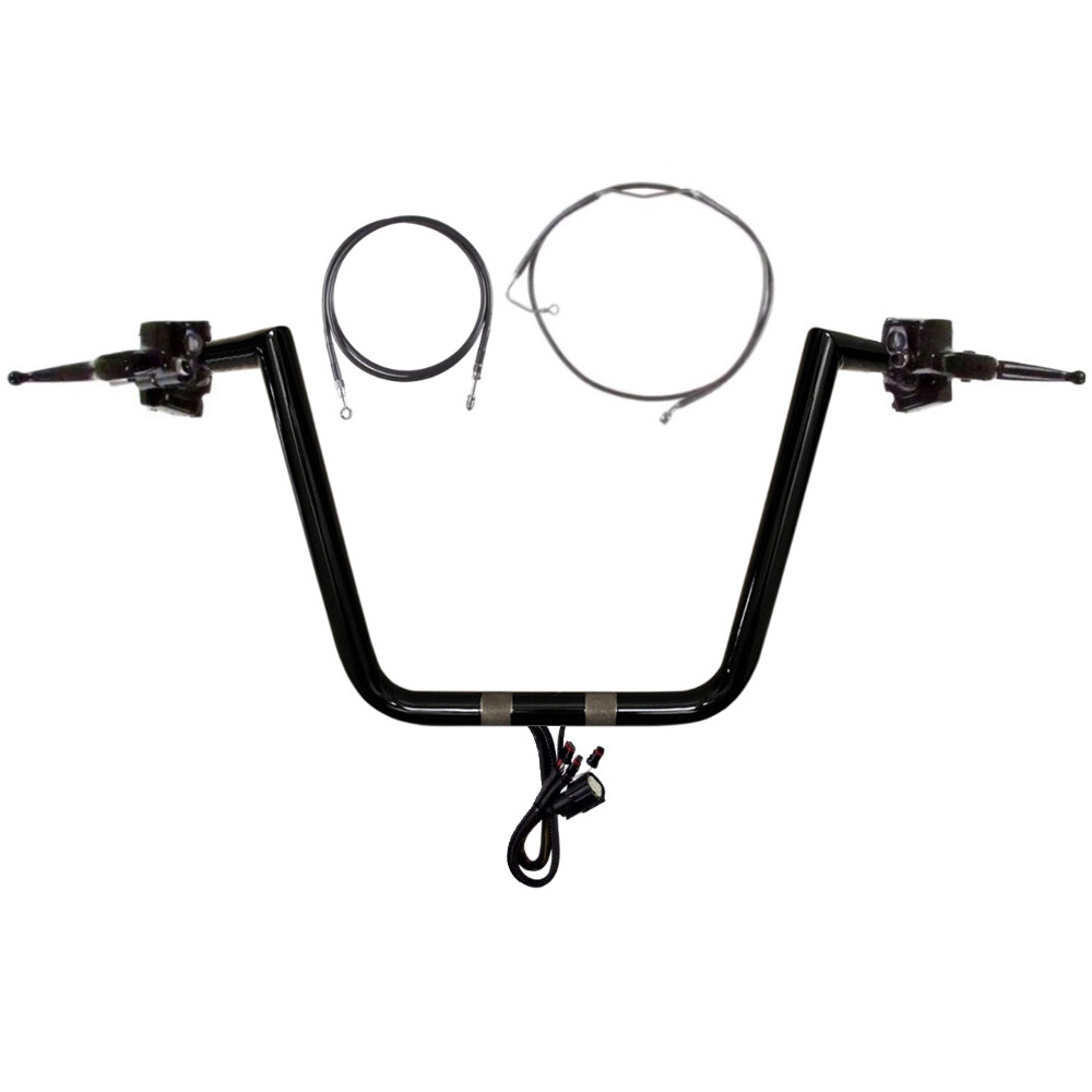 1 1/4" BBlack 13" Twin Peaks Hefty Bar CKit 2017 & Up Harley Road King ...