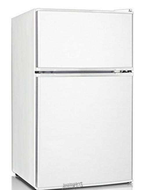 Keystone 3.1 Cu Ft Two Door Mini Fridge w Freezer White 20 x 18.5 x 33. ...