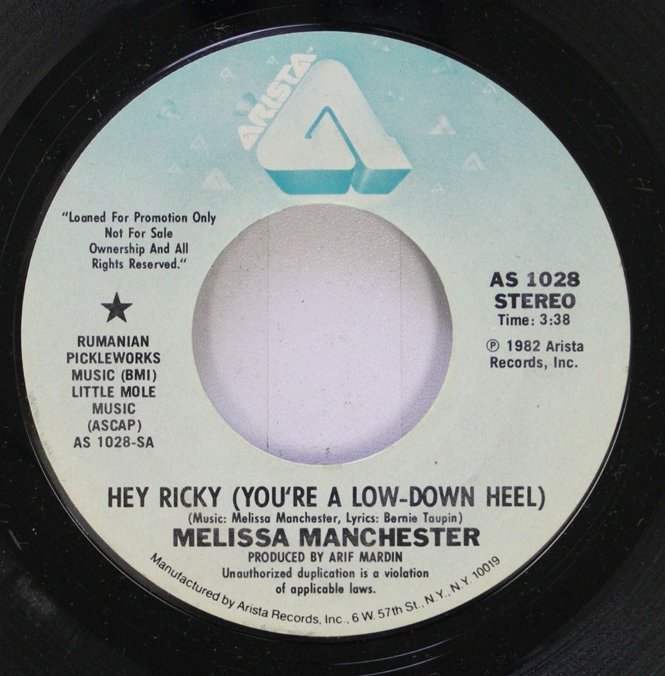 Rock Promo 45 Melissa Manchester - Hey Ricky (You'Re A Low-Down Heel ...