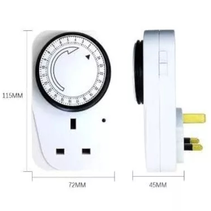 24 Hour Electric Mains Plug In Timer Switch Time Clock Socket UK 3 Pin ...