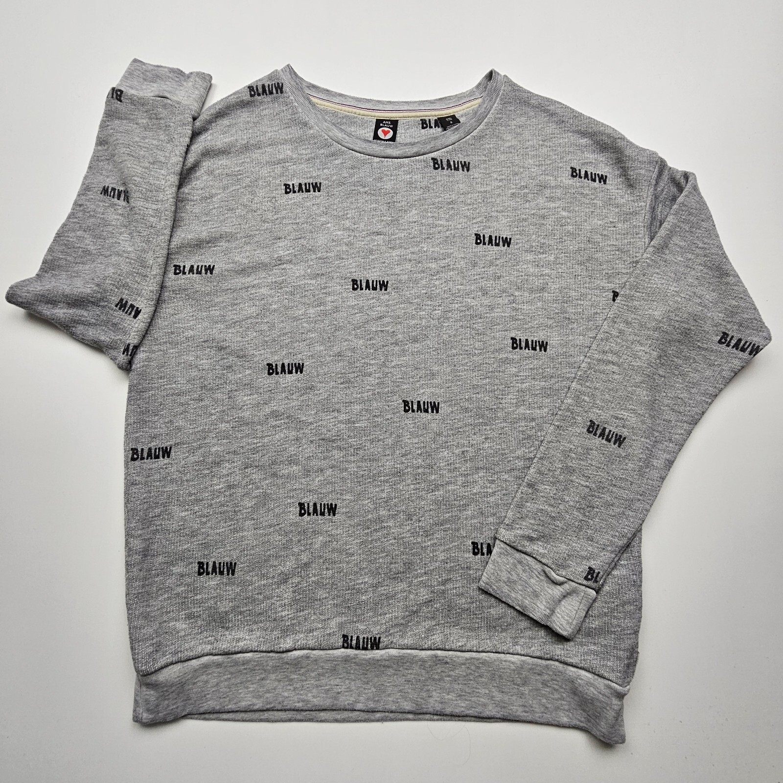 AMS Blauw Scotch Soda Mens Sweatshirt Small Gray Script Allover Basic Pullover S | eBay