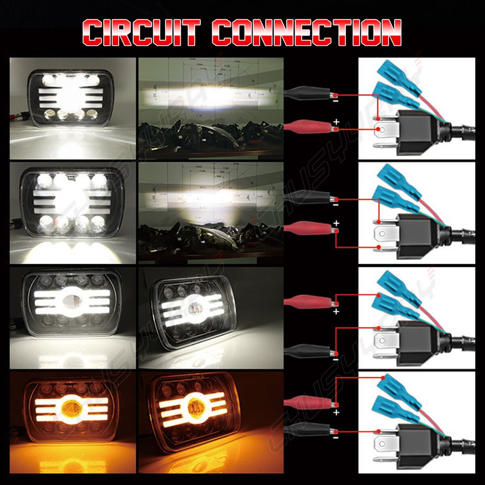 2PCS Fits For Sterling Truck LT9500 7x6" 5X7" LED Headlights w/ DRL ...