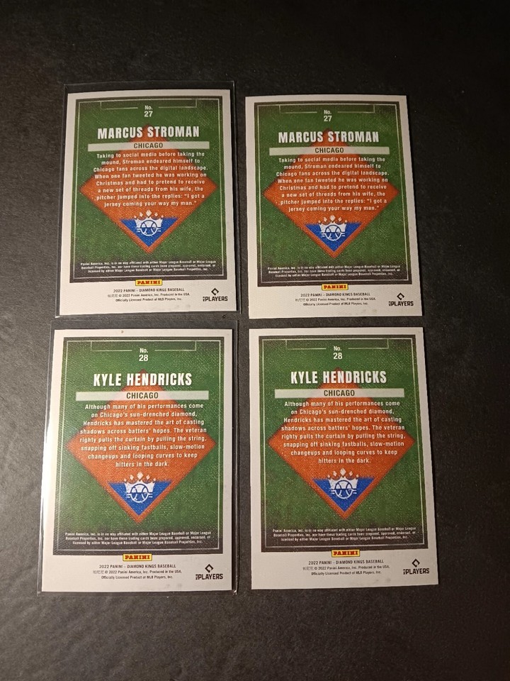 2022 Diamond Kings Marcus Stroman #27/Kyle Hendricks #28 Artist Proof ...