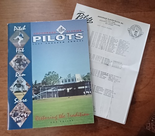 1997 Anchorage Glacier Pilots minor league baseball program w/inserts ...