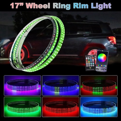 4pcs 17inch Colorful Car Wheels Rim Lights LED Strip Light w/ APP ...