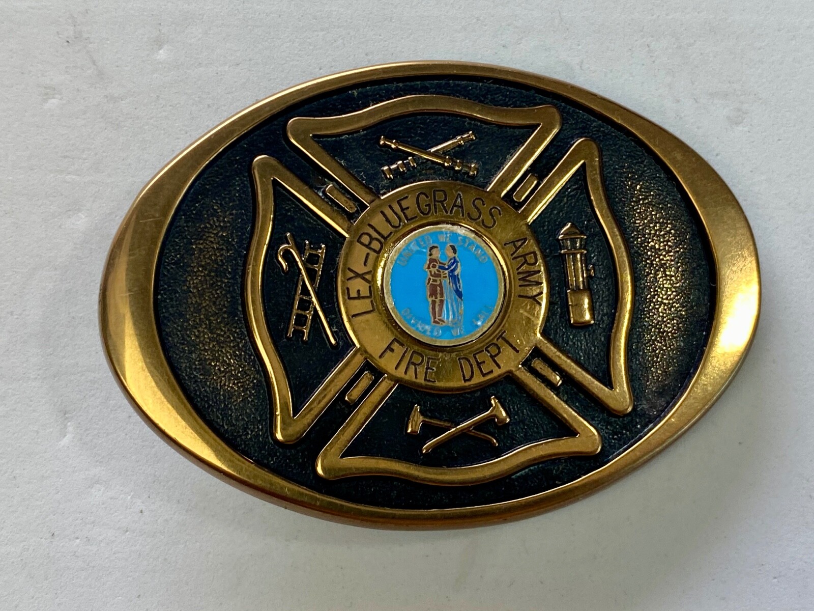 Lex Bluegrass Army Fire Dept belt buckle Fireman Figh… - Gem
