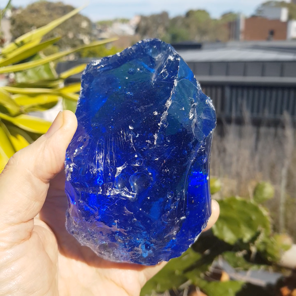 COBALT/INDIGO BLUE SLAG GLASS ROCK 128 X 90 X 74 MM 940 G | eBay Australia