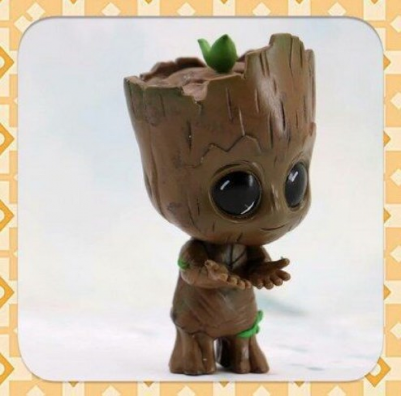 Cartoon Q version of Green giant small tree man car shaking head figure ...