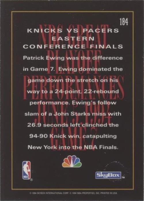 Las mejores ofertas en 1994-95 Skybox - Patrick Ewing #184 | eBay