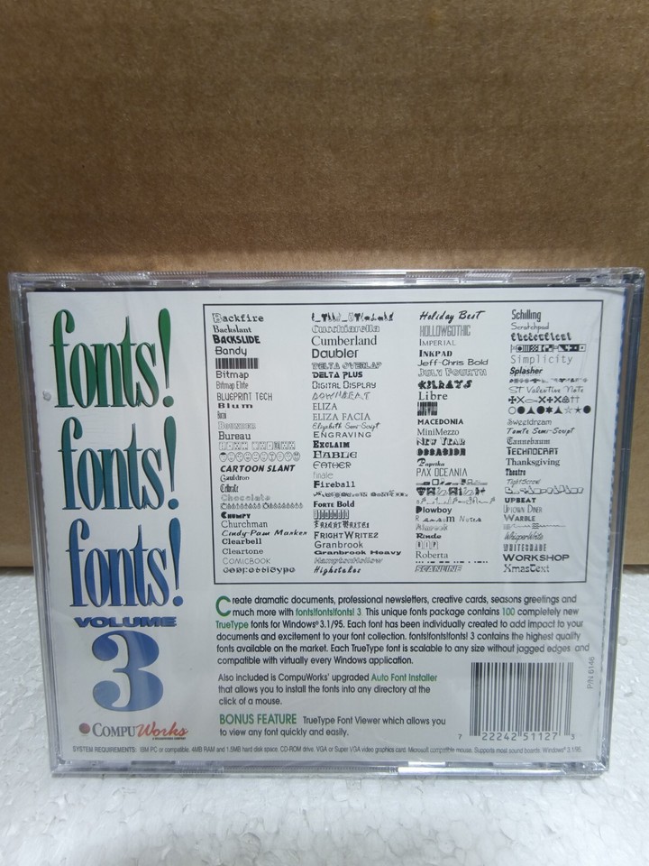 Fonts! Fonts! Fonts! Volume 3 PC CD-ROM Jewel Case, Factory Sealed, NEW ...