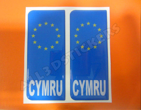 2x3D Sticker Resin Domed Euro WALES Number Plate Car Badge Adhesive ...