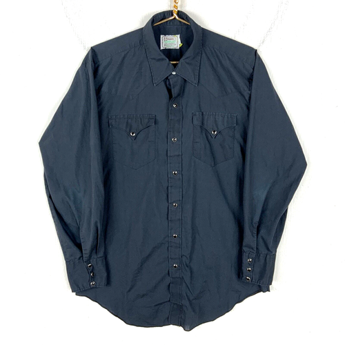 Vintage H Bar C Shirt Extra Large Black Long Sleeve Pearl Snap 70s | eBay