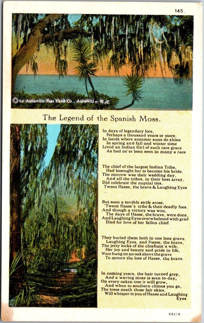 The Legend of the Spanish Moss Poem Vintage Postcard B21 | eBay