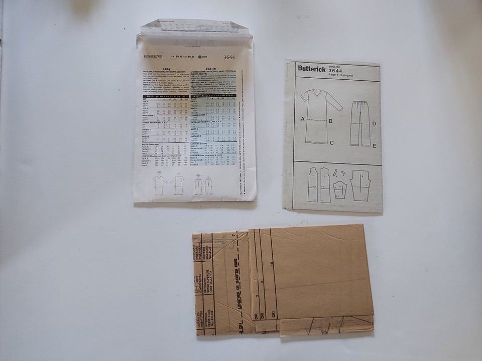 Butterick Pattern 3644 Boys'/Girls' Nightgown, Top, Shorts & Pants Size ...