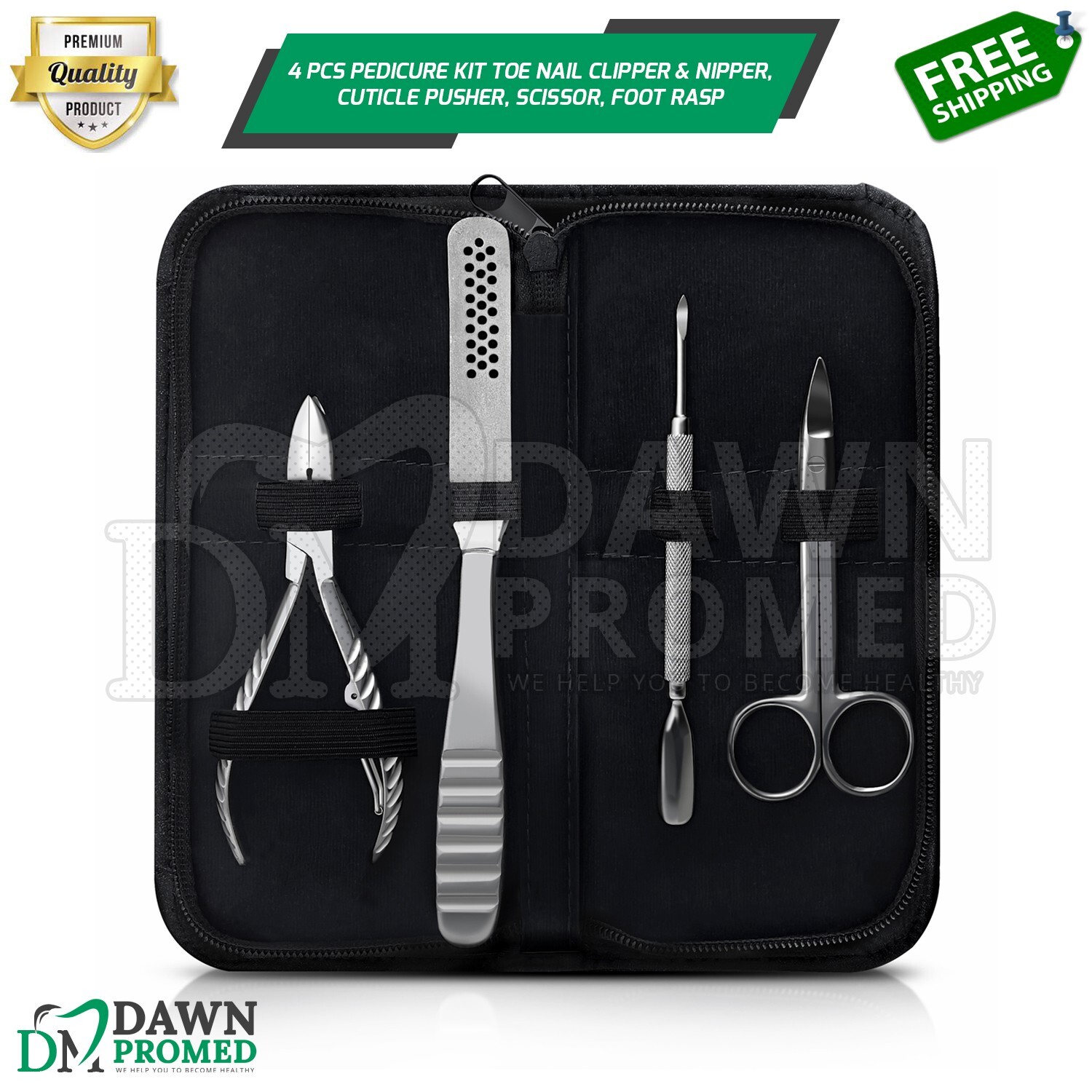 4 Pedicure Kit Toe Nail Clippers Set Cutter Cuticle Pusher Scissors ...