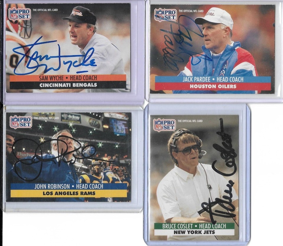1991 Pro Set Autographed Coach Lot of 10 Cards Signed NFL Coaches Many ...