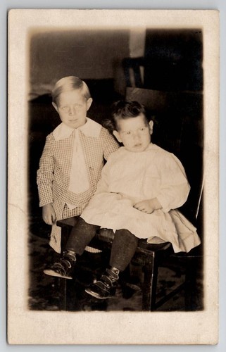 RPPC Michigan Treft Family Children c1916 to Wm Shapple in Levering ...