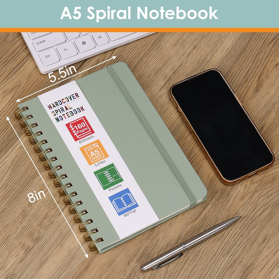 Spiral Notebook for Women, A5 Spiral Journal Notebooks, 160Pages Lined ...