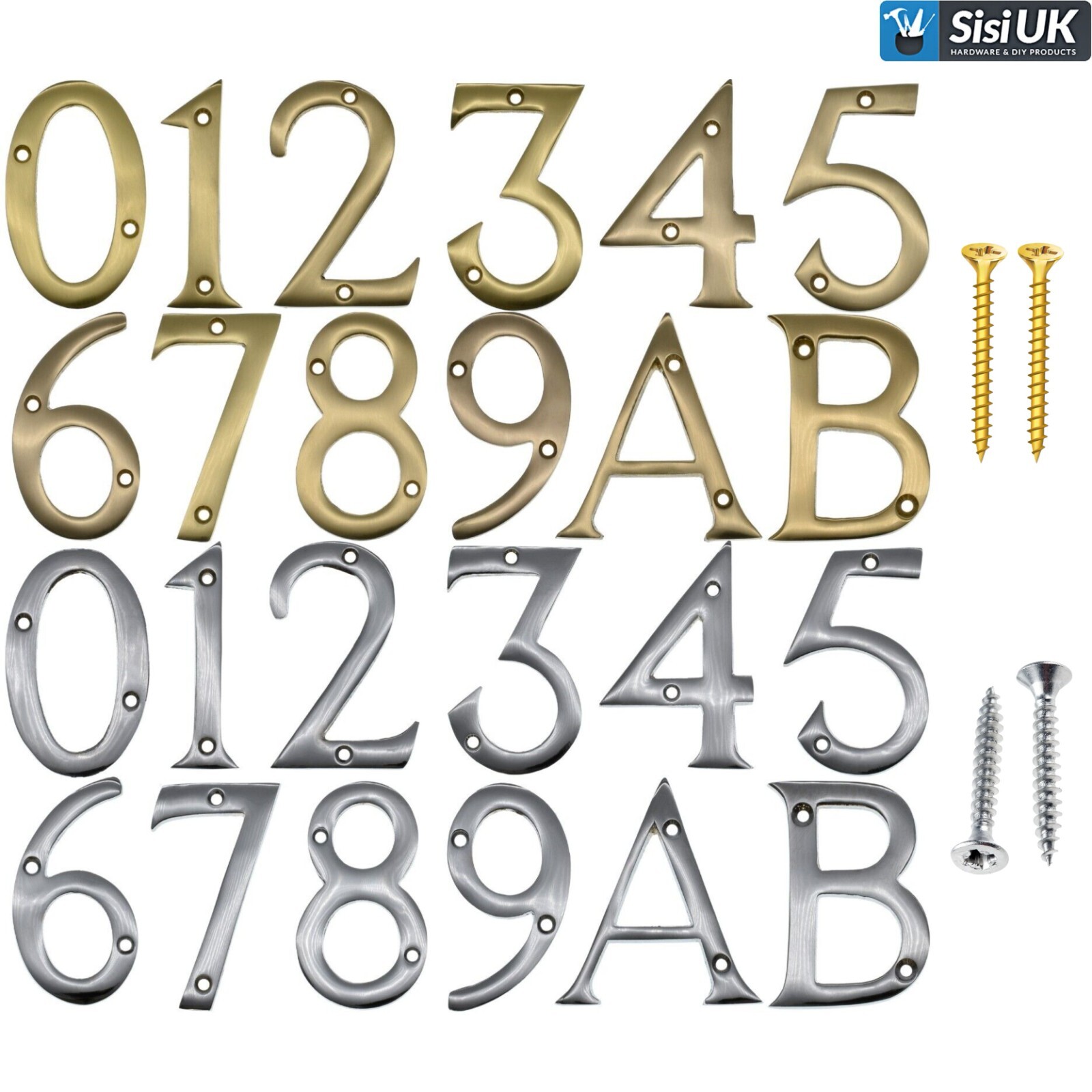 BRASS CHROME DOOR NUMBERS 3" / 75mm Polished Solid House Flat Apartment ...