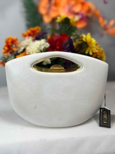 NWT RODO Bone Color Leather Framed Handbag Clutch | eBay