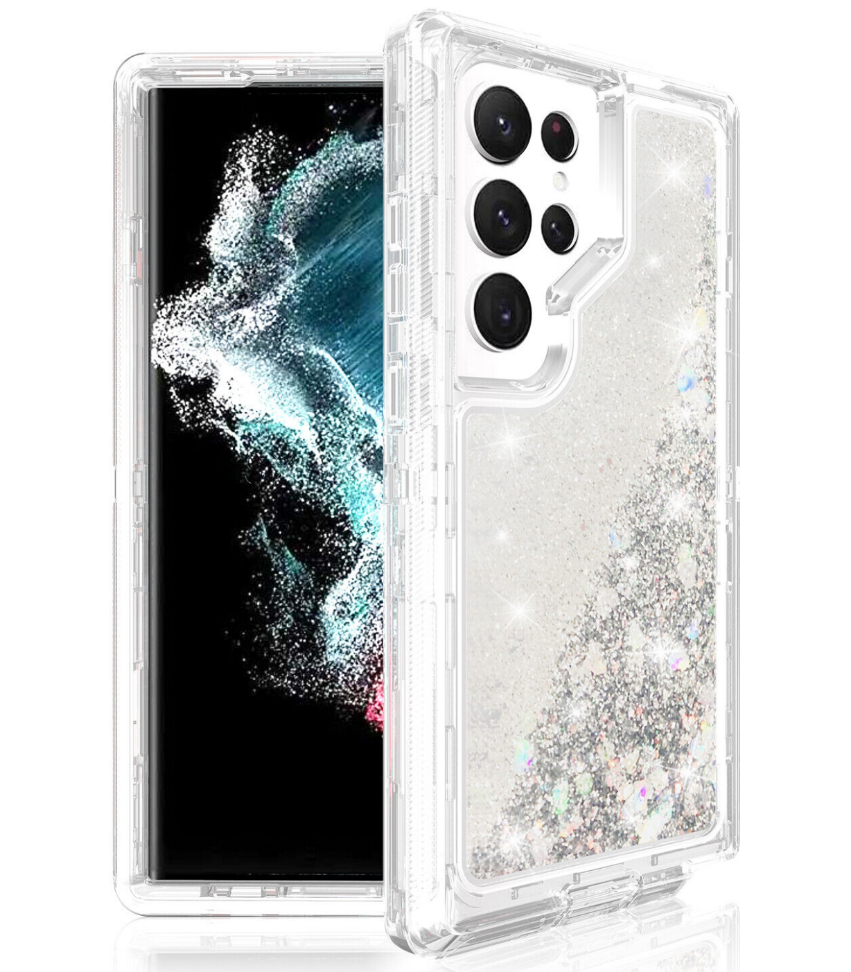 For Samsung S23 S21 S20 Note 20 Ultra Liquid Glitter Bling Defender ...