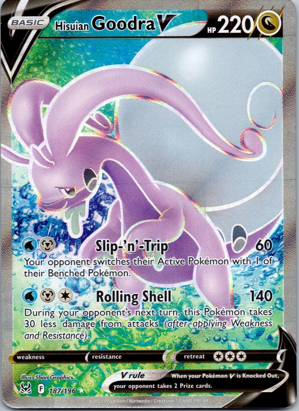 Pokemon Hisuian Goodra V Full Art 187/196 Ultra Rare Sword & Shield ...