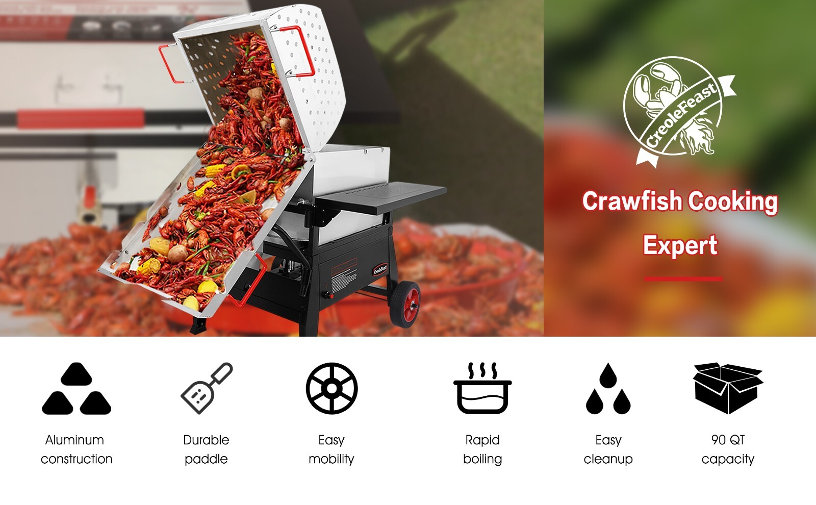 Creole Feast 90 QT Crawfish Boiler Outdoor Stove Propane Gas Seafood ...