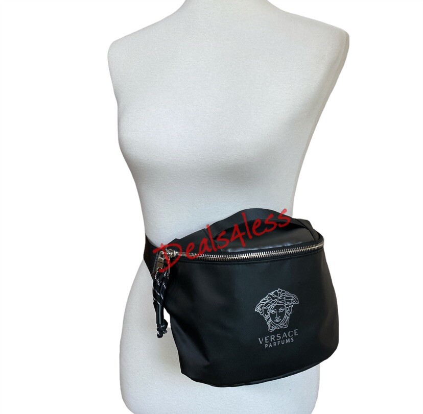 Versace Belt Bag Black Travel Pouch Fanny Pack Crossbody Medusa ...