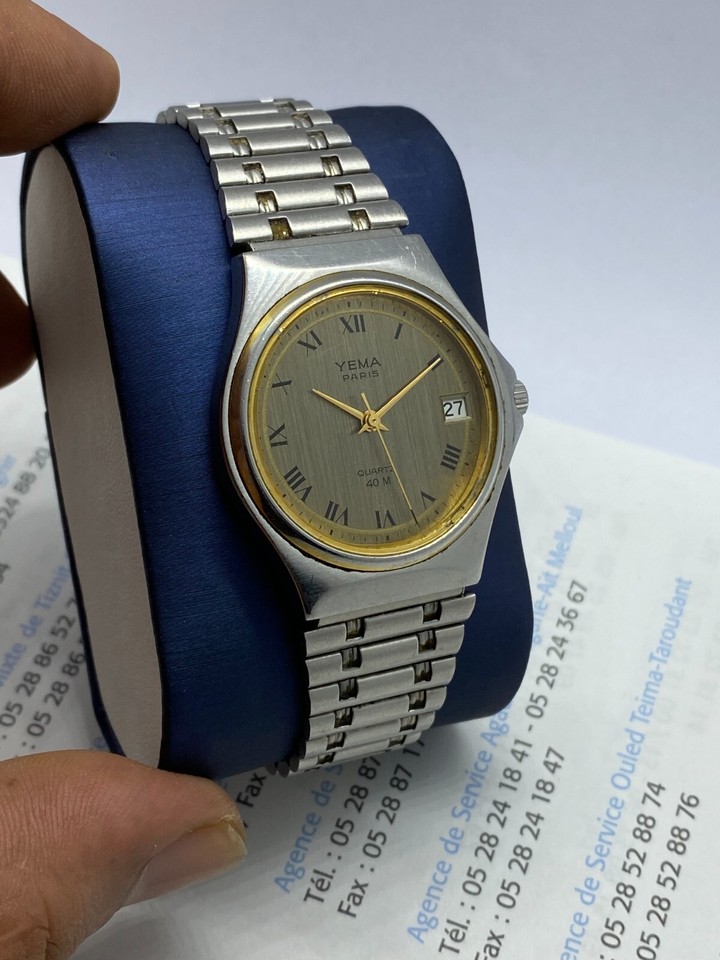 YEMA PARIS 40M WRISTWATCH QUARTZ ROMAN NUMERALS VINTAGE MADE FRANCE | eBay