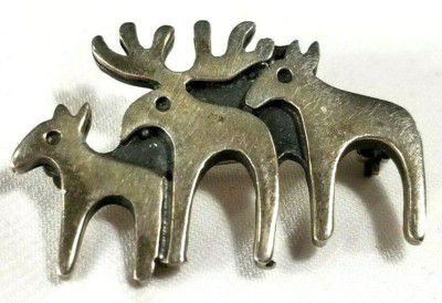 Vintage Sterling Silver 925 Reindeer Elk Animal Brooch Pin | eBay