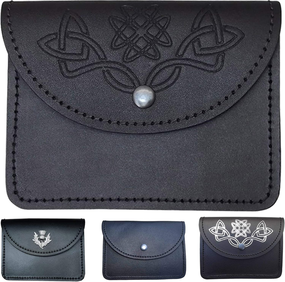 Men's Scottish Leather Pouch Highland Kilt Belt Black Kilts Multi ...