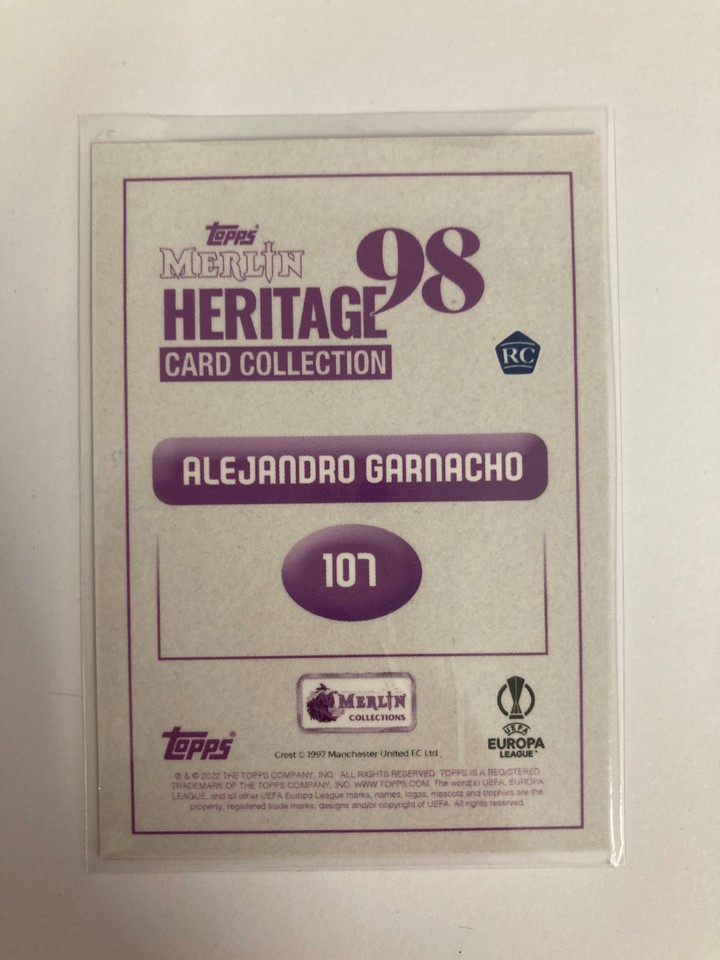 TOPPS MERLIN HERITAGE 98 2022 ALEJANDRO GARNACHO MAN UTD BASE . | eBay