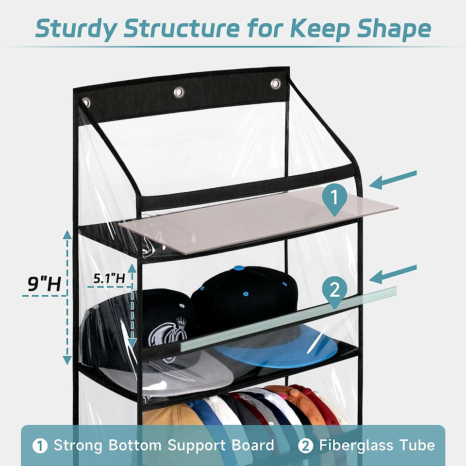Clear Over Door Hat Racks For Baseball Caps Large Holds 72 Caps Hat ...