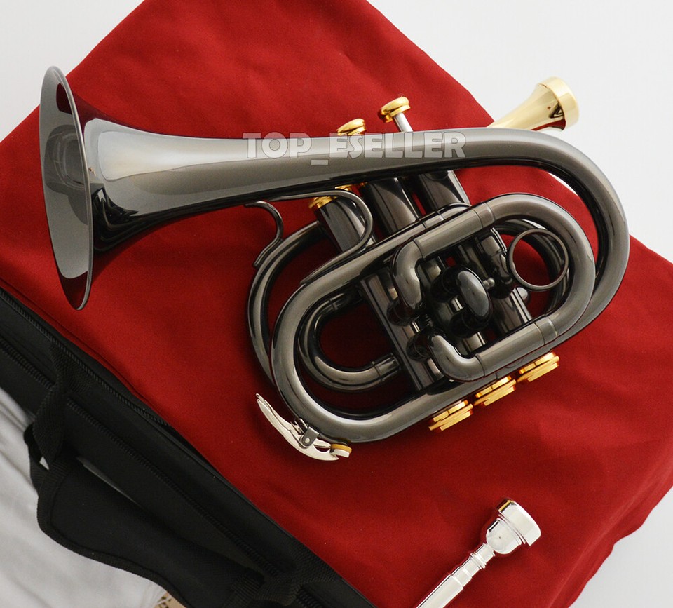 Dizzy style bell Newest Pocket Trumpet Black Gold 2 Mouthpiece | eBay