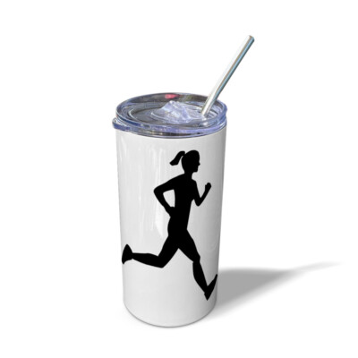 Travel Mug Tumbler Running Woman Athlete Decal Olympics Thermal Coffee ...