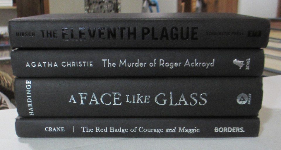 DECOR Book lot 4 Library Staging Display Home Office Black w Silver ...