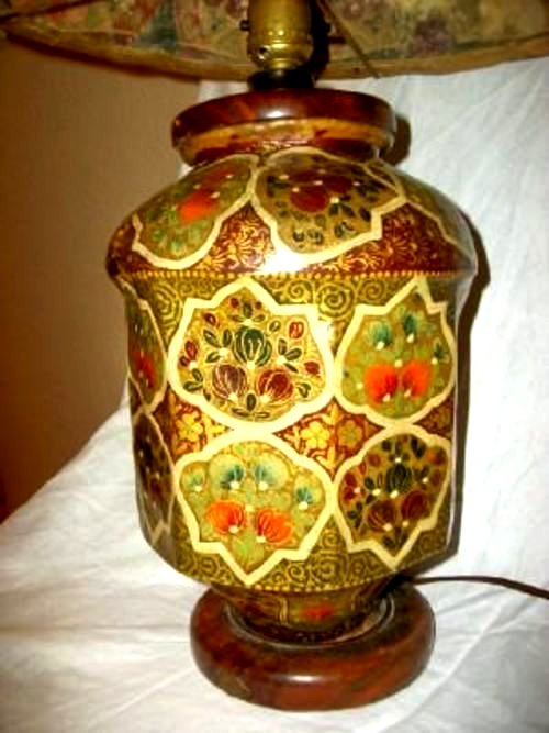 PRIMITIVE KASHMIR INDIA LAMP RAWHIDE PAPER MACHE HP PLIQUE A JOUR ...