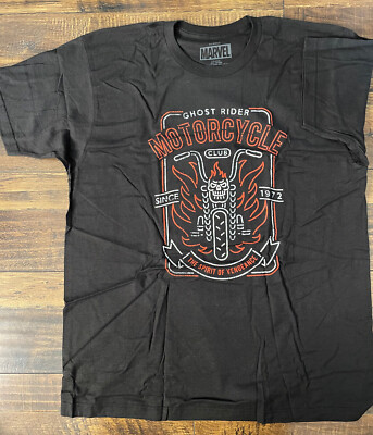 Ghost Rider Motorcycle Club Logo Skull Shirt T-Shirt Marvel Comics ...