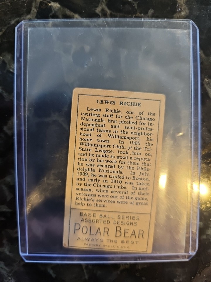 1909-1911 T205 Lewis Ritchie Polar Bear Back Chicago Cubs VG | eBay