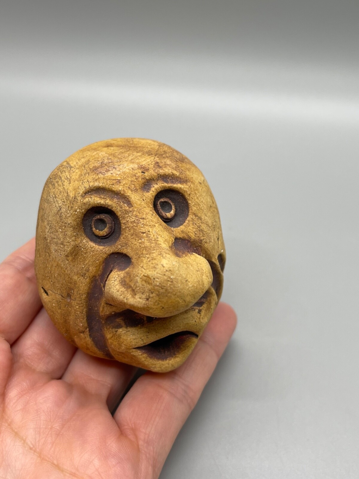 BOB BRIGL Clay Pottery Ugly Face Head Folk Art Primitive Halloween ...