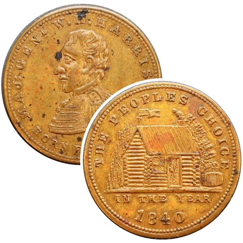 1840 William Henry Harrison Political Campaign Hard Times Token Log ...